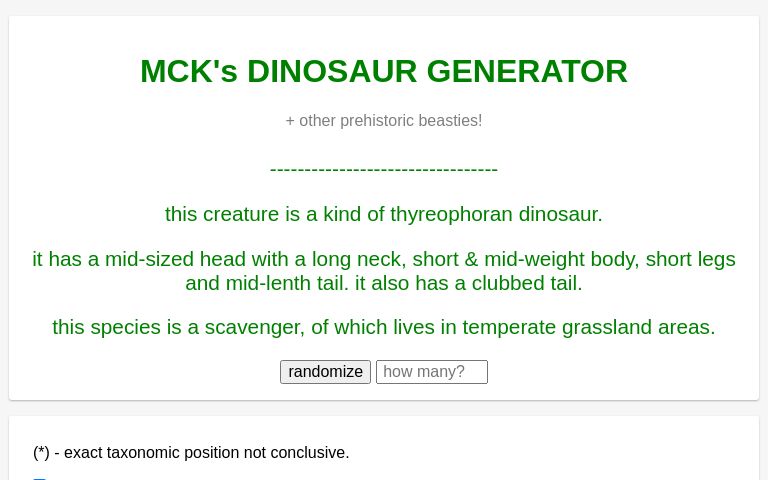MCK's DINOSAUR GENERATOR