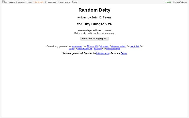 Random Deity ― Perchance Generator