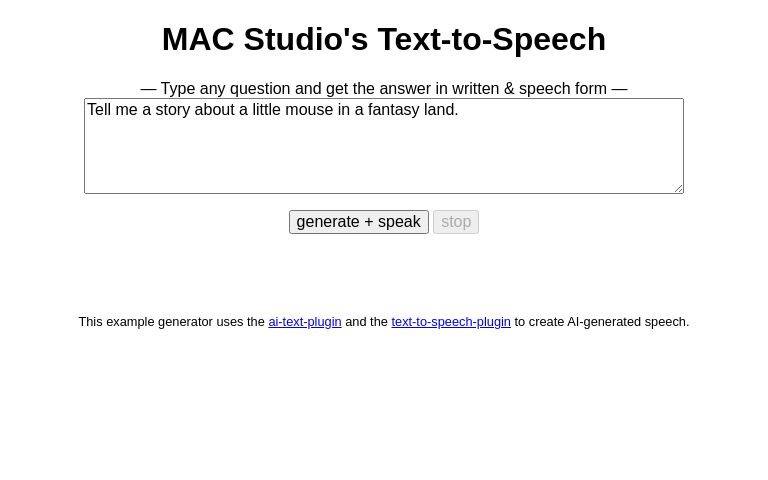 MAC Studio's Text-to-Speech ― Perchance Generator