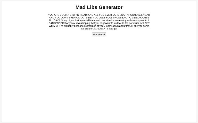 Mad Libs Generator
