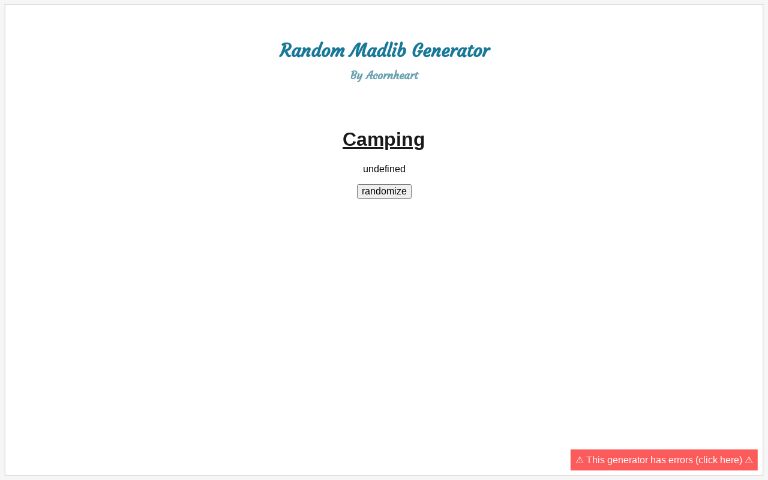 Random Madlib GeneratorBy AcornheartCamping