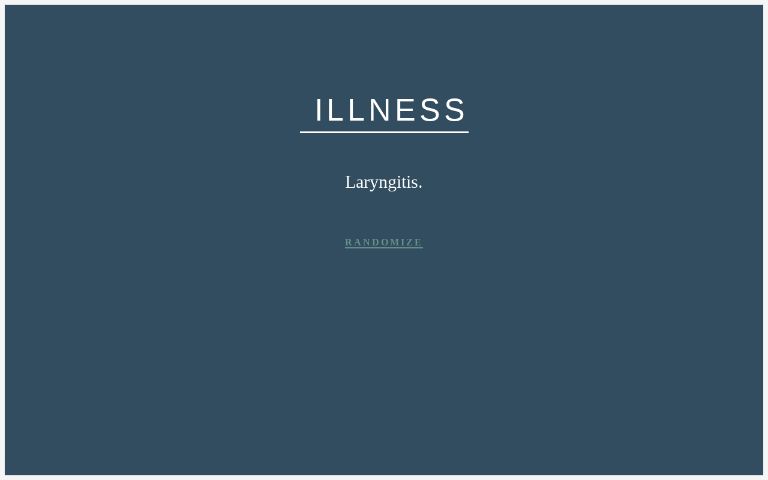 illness ― Perchance Generator