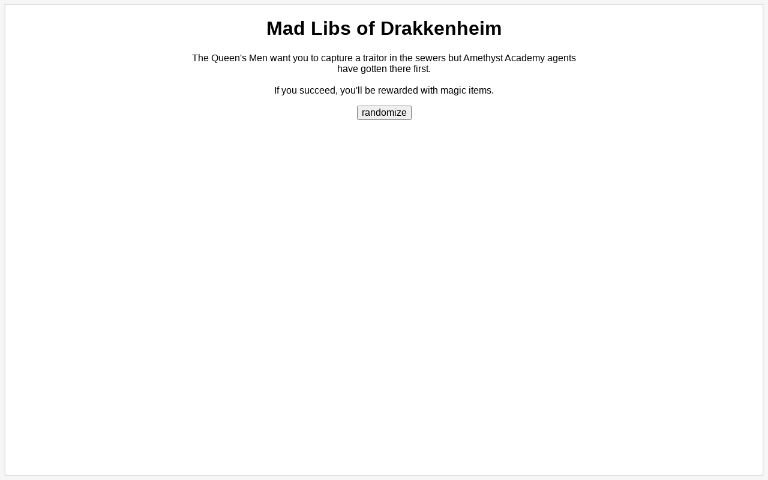 Mad Libs of Drakkenheim ― Perchance Generator