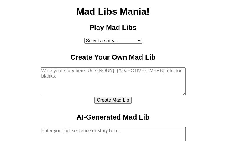 Mad Libs Mania! ― Perchance Generator