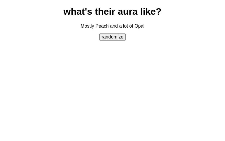 what's their aura like? ― Perchance Generator