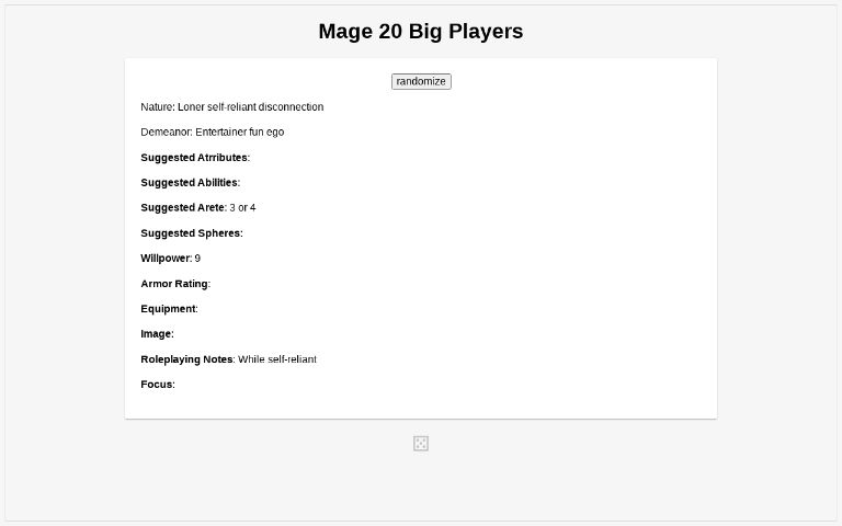 Mage 20 Big Players ― Perchance Generator