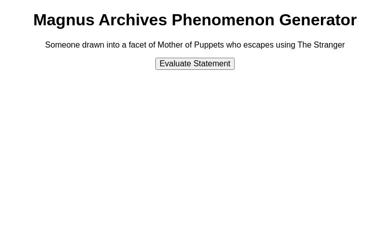 Magnus Archives Phenomenon Generator