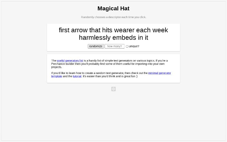 Magical Hat ― Perchance Generator