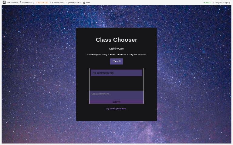 Class Chooser ― Perchance Generator