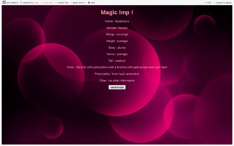 Magic Imp ! ― Perchance Generator