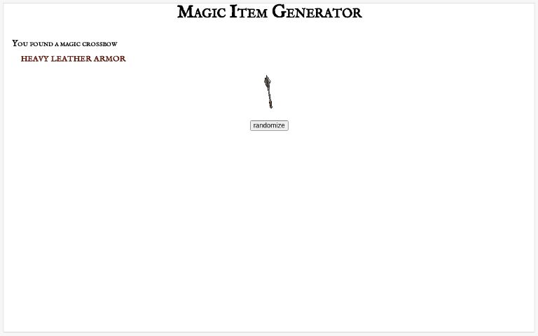 Magic Item Generator
