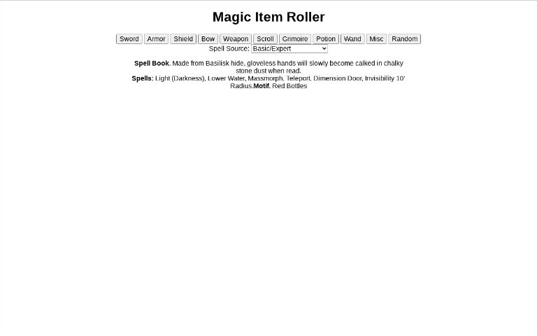 Magic Item Roller ― Perchance Generator
