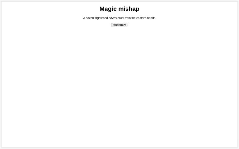 Magic mishap ― Perchance Generator