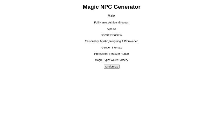 Magic NPC Generator
