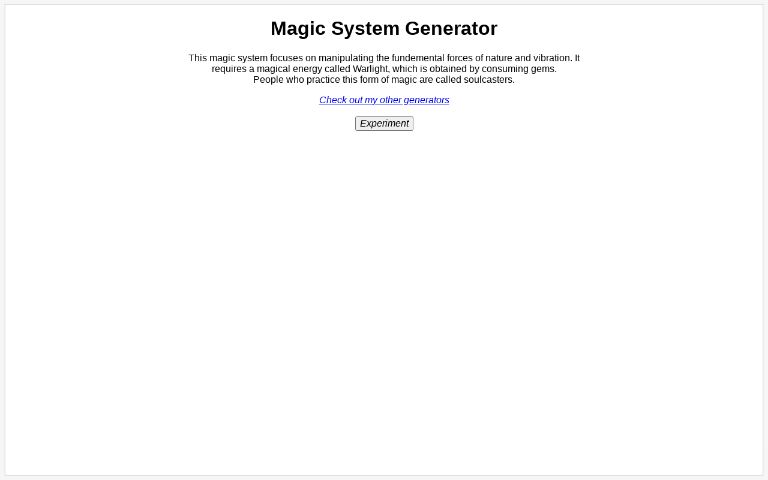 Magic System Generator