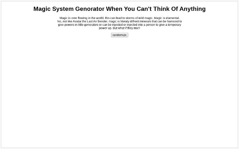 Magic System Genorator When You Can't Think Of Anything ― Perchance ...