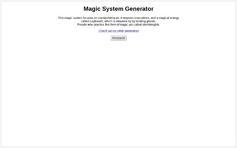 Magic System Generator