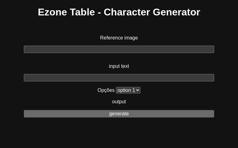 Ezone Table - Character Generator
