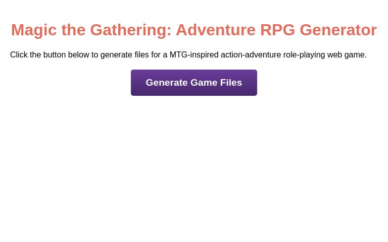 Magic the Gathering: Adventure RPG Generator