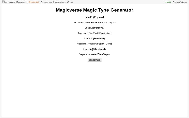 Magicverse Magic Type Generator