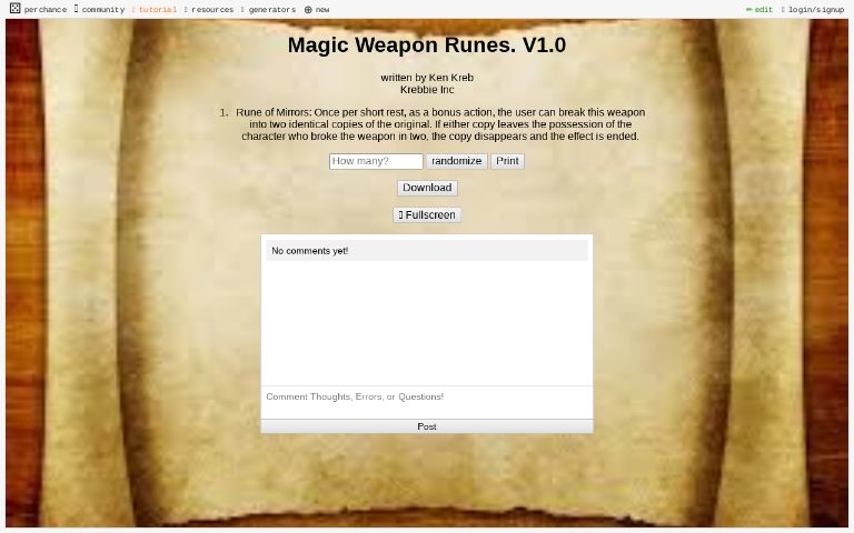 Magic Weapon Runes. V1.0 ― Perchance Generator