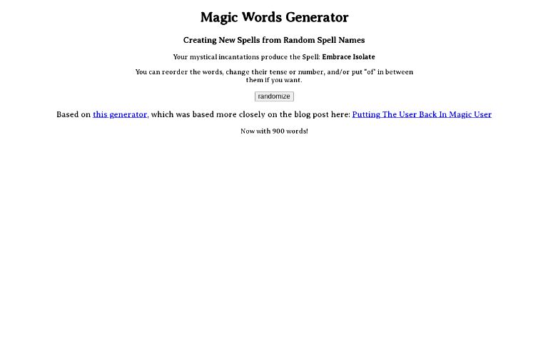 Magic Words Generator