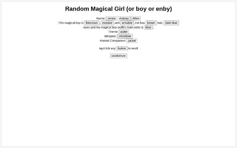 Random Magical Girl (or boy or enby) ― Perchance Generator