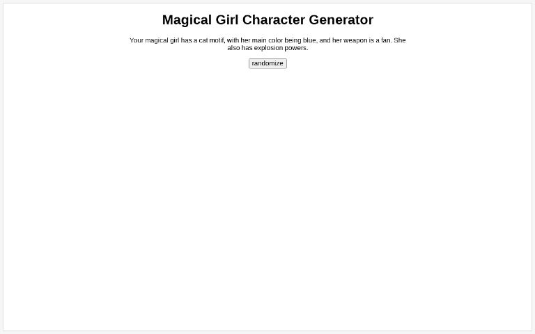 Magical Girl Character Generator