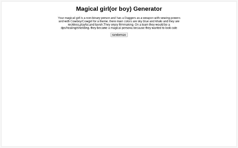 Magical girl(or boy) Generator