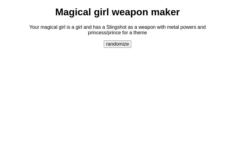 Magical girl weapon maker ― Perchance Generator