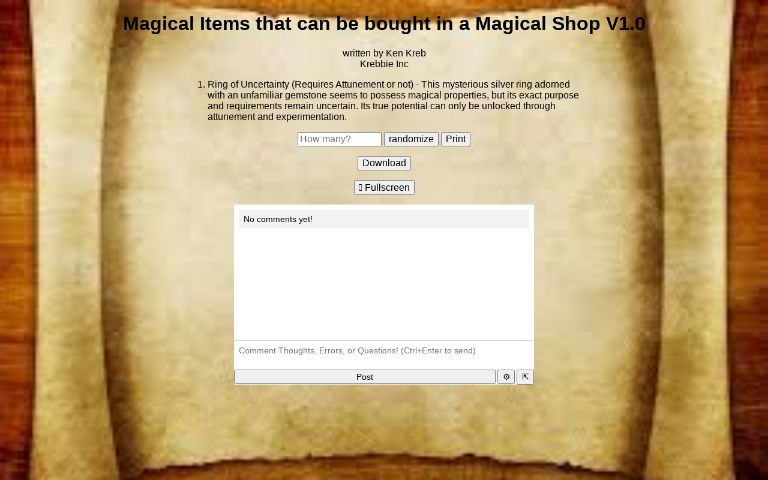 Magical Items that can be bought in a Magical Shop V1.0 ― Perchance ...