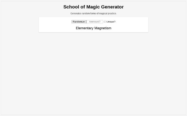 School of Magic Generator