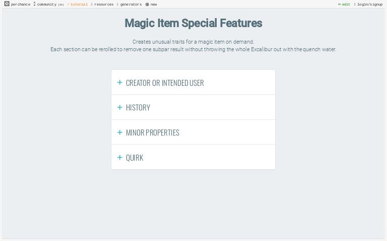 Magic Item Special Features ― Perchance Generator