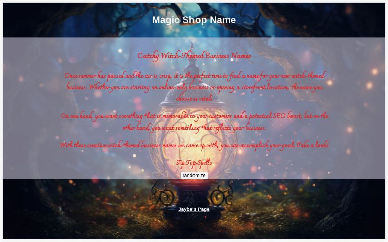 Magic Shop Name ― Perchance Generator