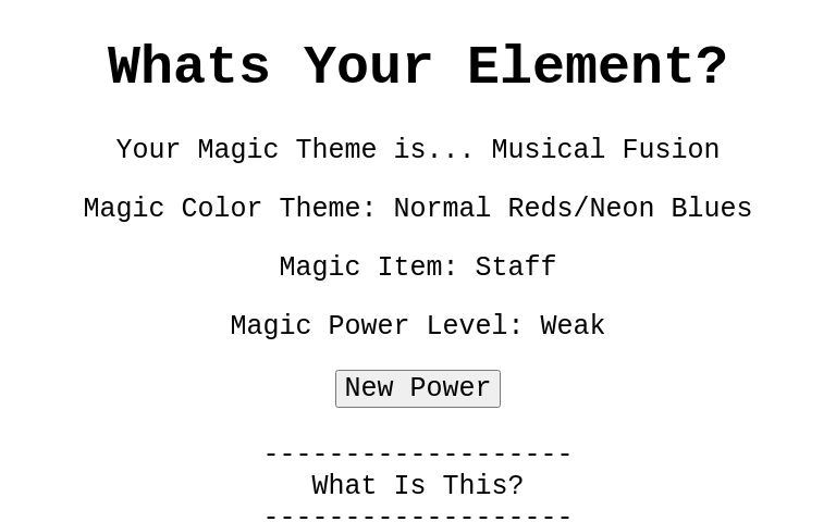 Whats Your Element? ― Perchance Generator