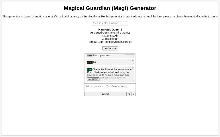 Magical Guardian (Magi) Generator