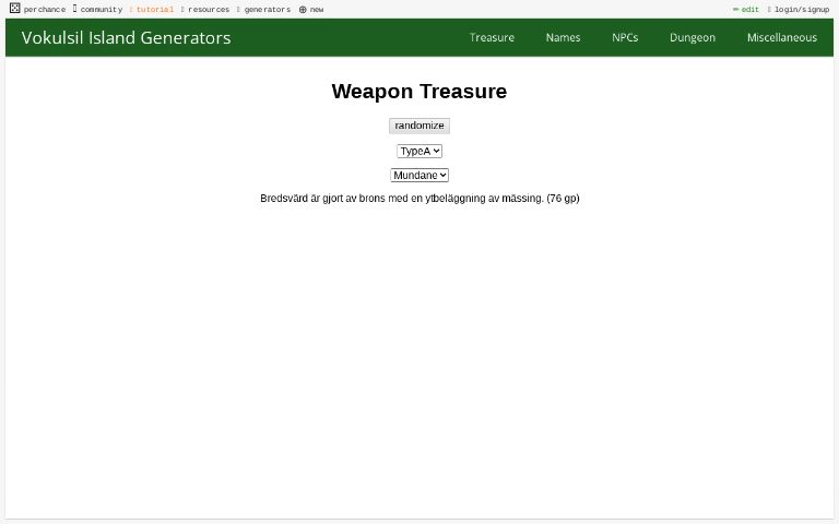 Weapon Treasure ― Perchance Generator