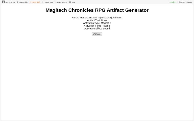 Magitech Chronicles RPG Artifact Generator