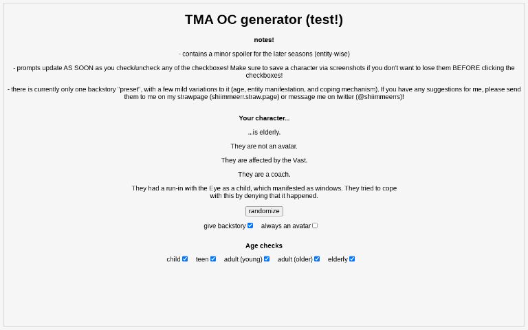 TMA OC generator (test!)