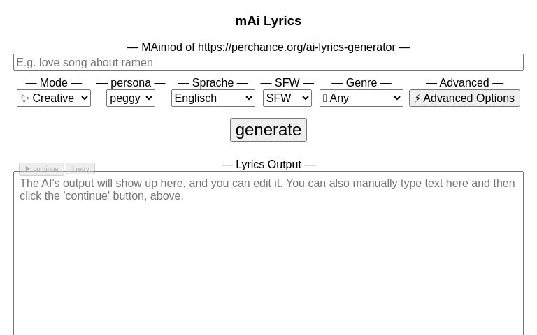 AI Lyrics Generator (free, no sign-up, unlimited)