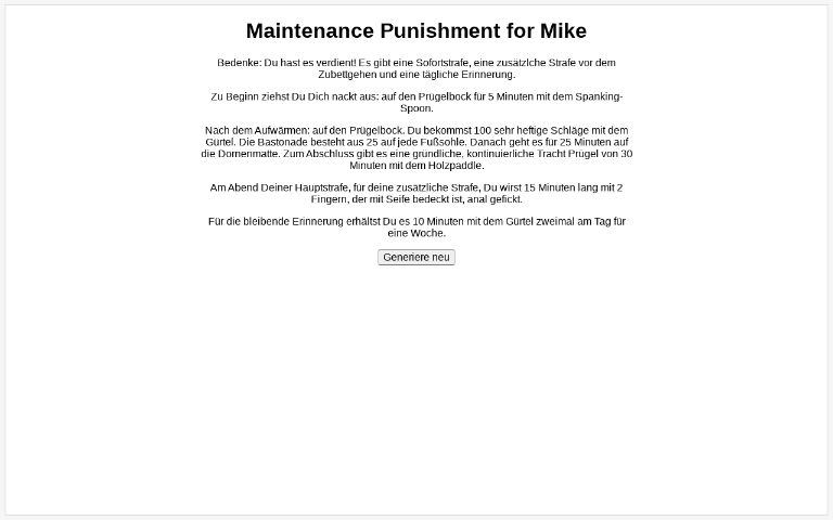 Maintenance Punishment for Mike ― Perchance Generator