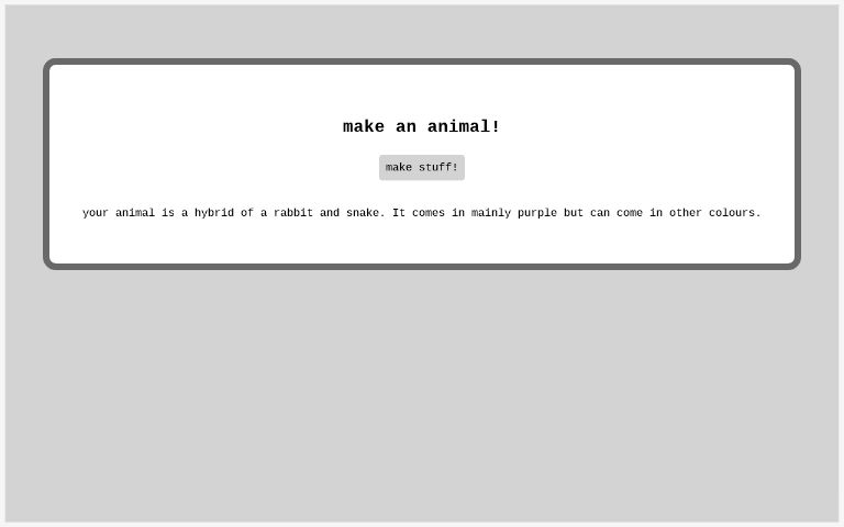 make an animal! ― Perchance Generator