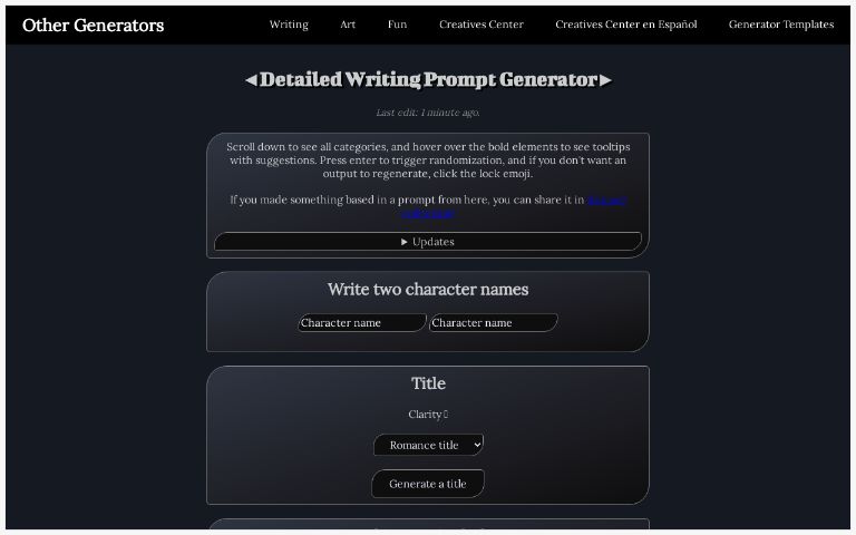 Detailed Writing Prompt Generator