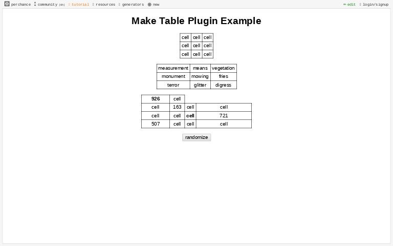 Make Table Plugin Example