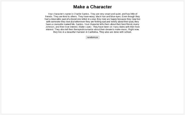 Make a Character ― Perchance Generator