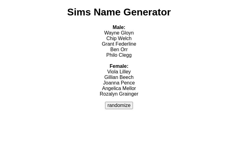 Sims Name Generator