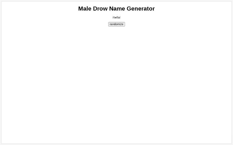 Male Drow Name Generator