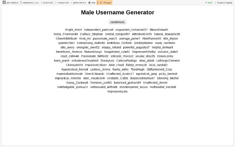 Male Username Generator