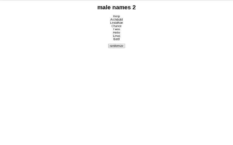male names 2 ― Perchance Generator