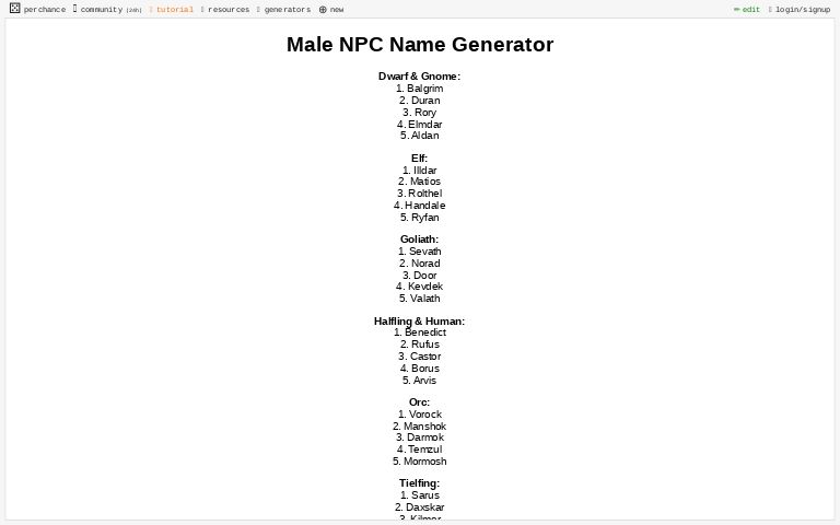 Male NPC Name Generator